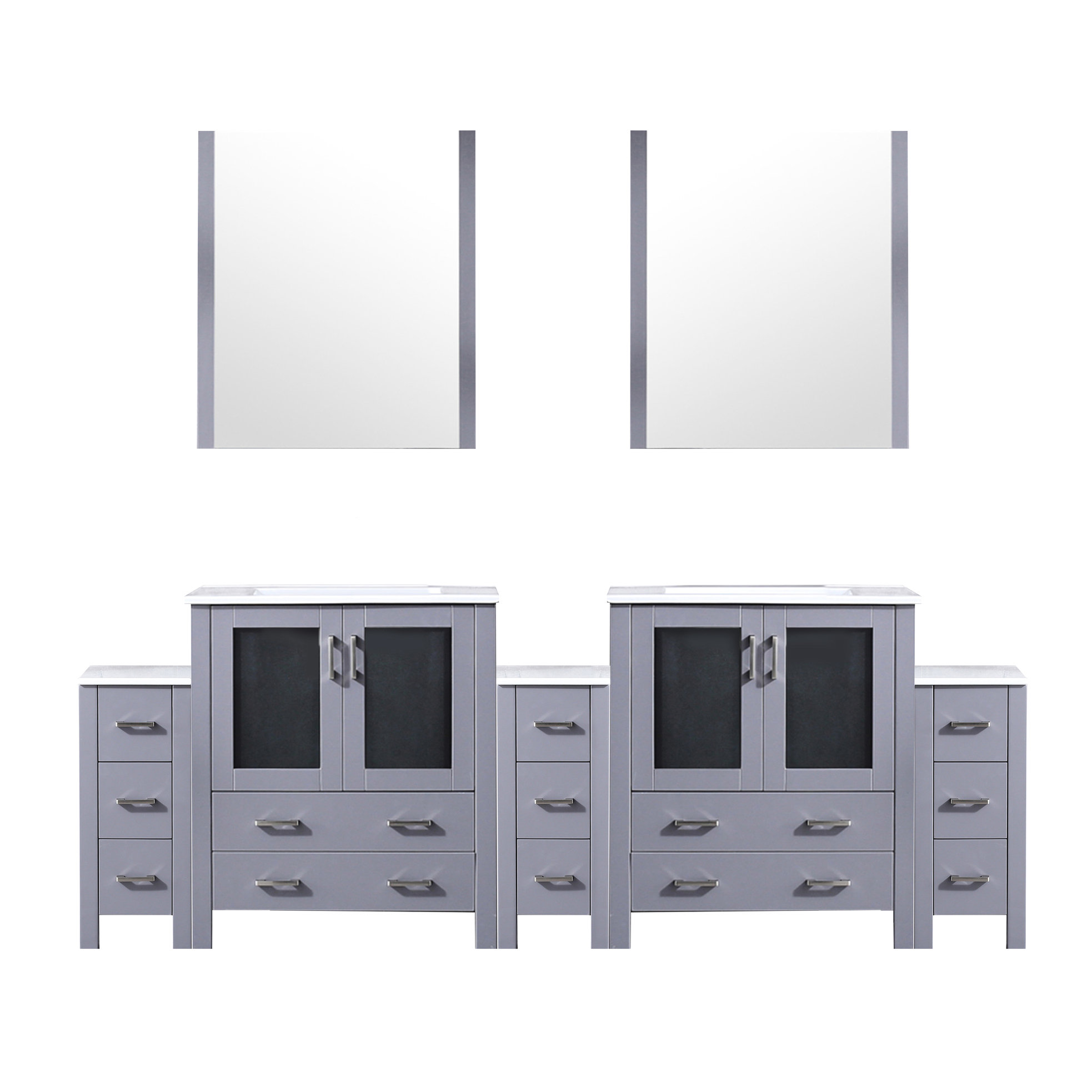 Hokku Designs 96 In. Wide Dark Grey Double Bath Vanity With Side ...
