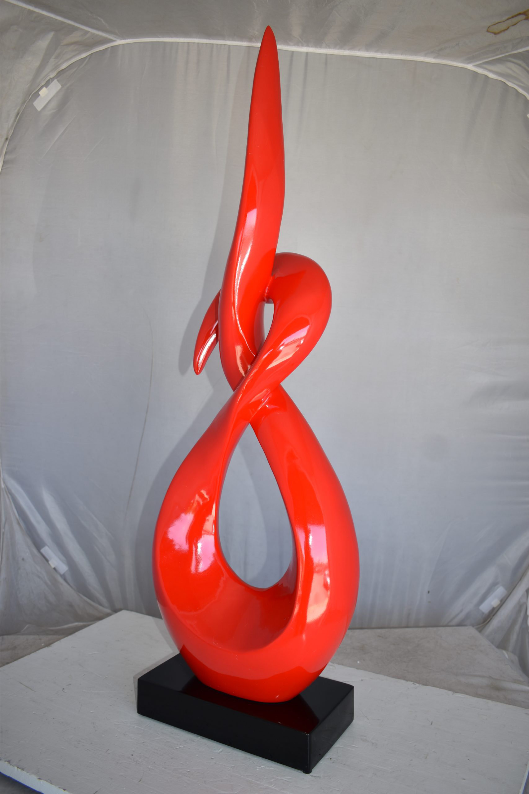Arlmont & Co. Modern Art Red Eternity Sculpture Made Of Resin On A Base ...