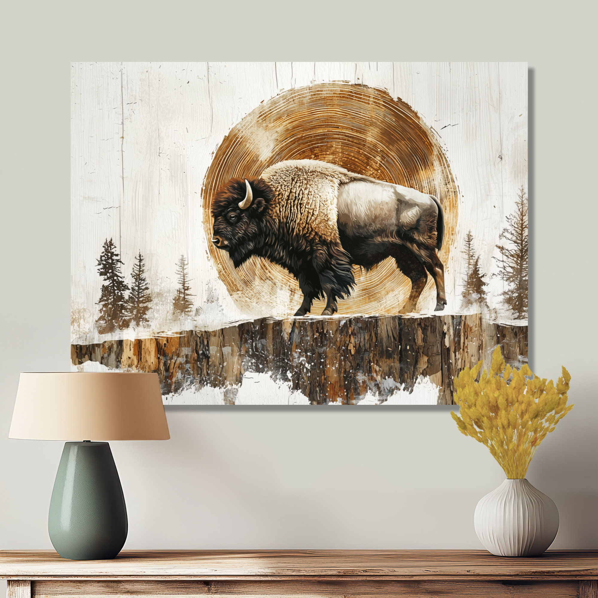 Millwood Pines American Buffalo In The Prairies - Bison Metal Wall Art ...