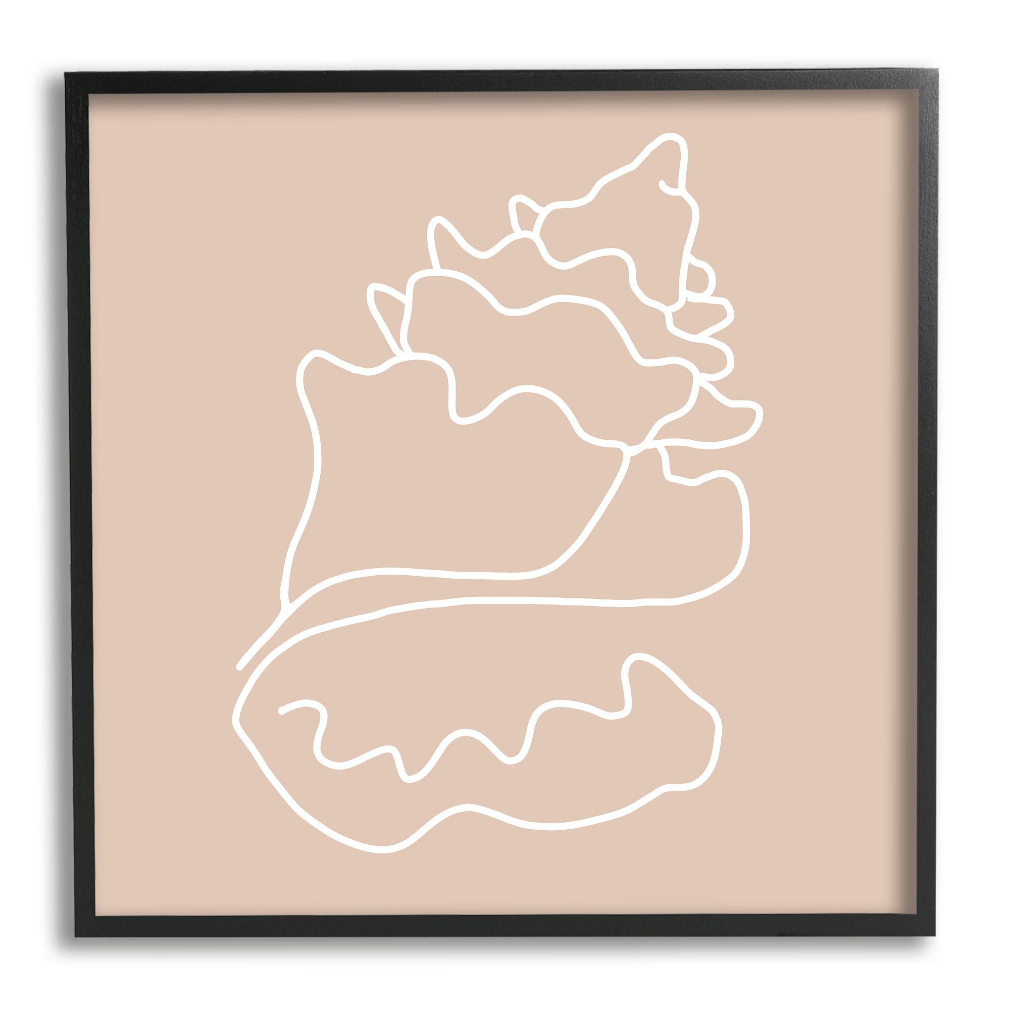 Stupell Industries Conch Shell Line Doodle Minimal Beige Beach Giclee ...