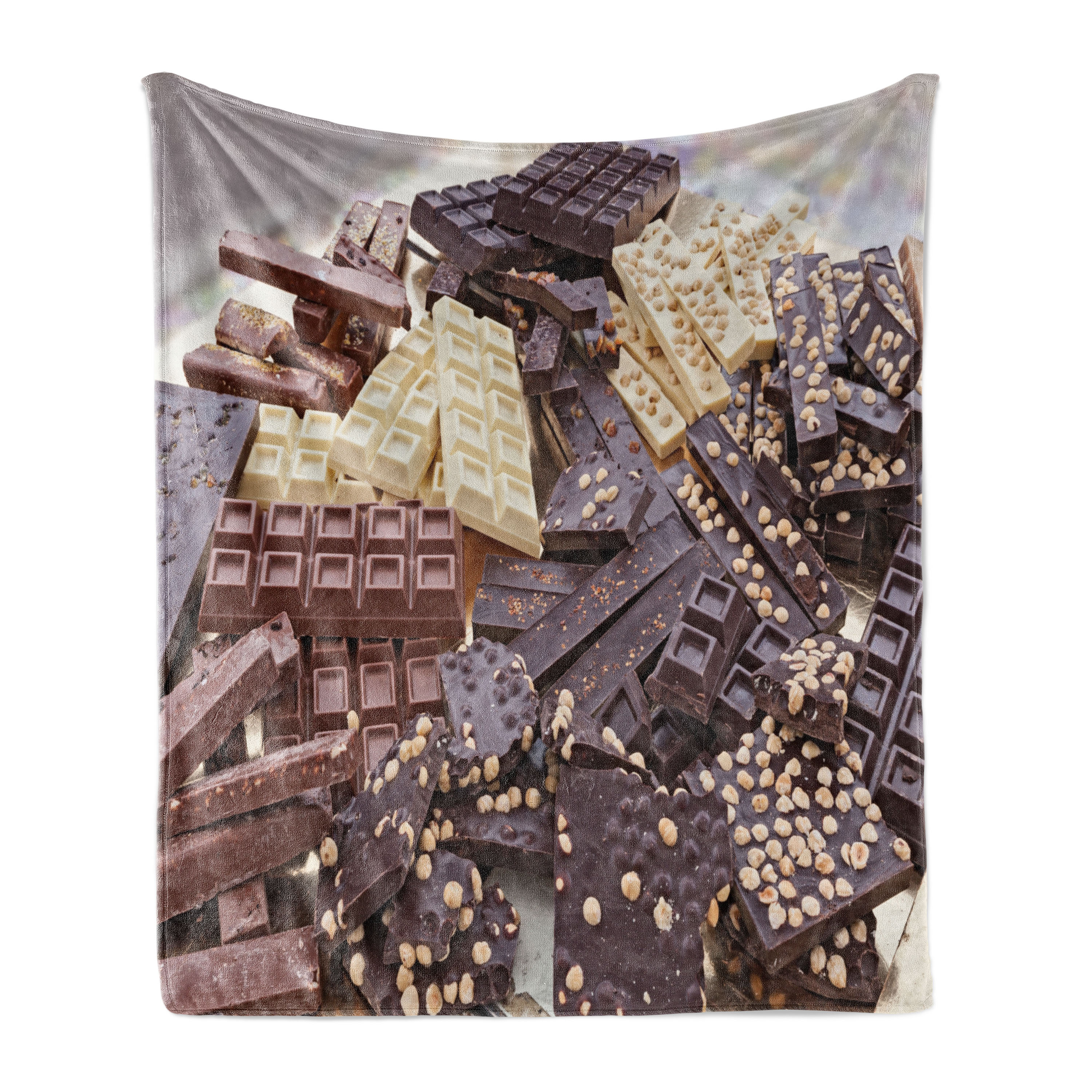 Ambesonne Chocolate Fleece Throw Blanket Assorted Chocolate Bars Dark ...