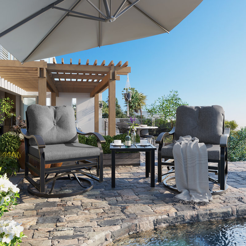 Winston Porter Terriana 2-Person Outdoor Seating Group with Cushions ...