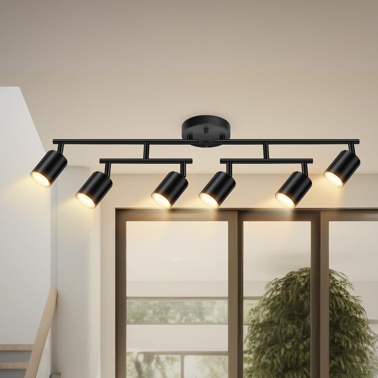 OLHAV 6 Light Track Lighting Fixtures Ceiling Kit,Bulb Not Included ...