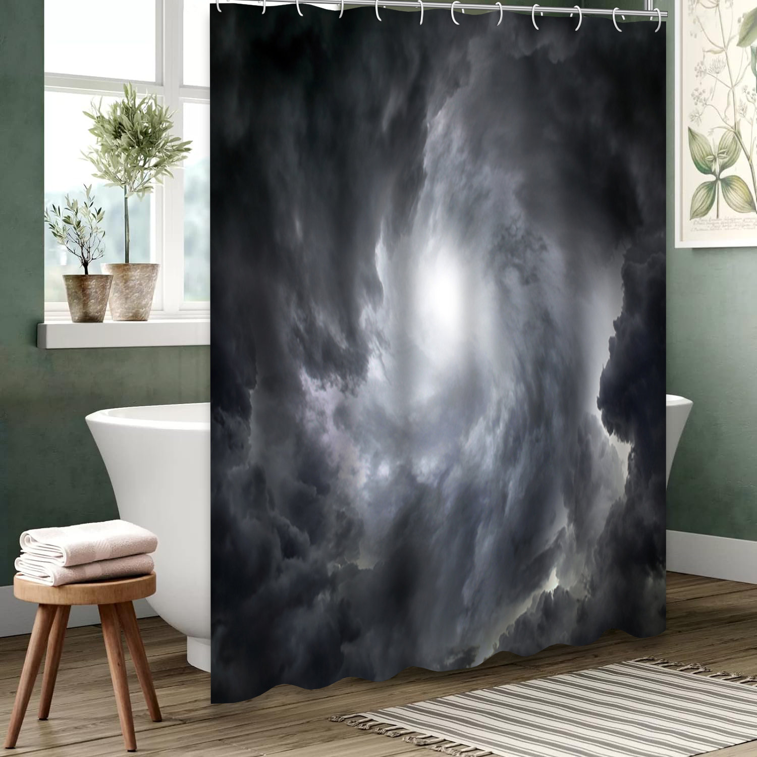 East Urban Home Light Dark Storm Waterproof Shower Curtain,Light Dark ...