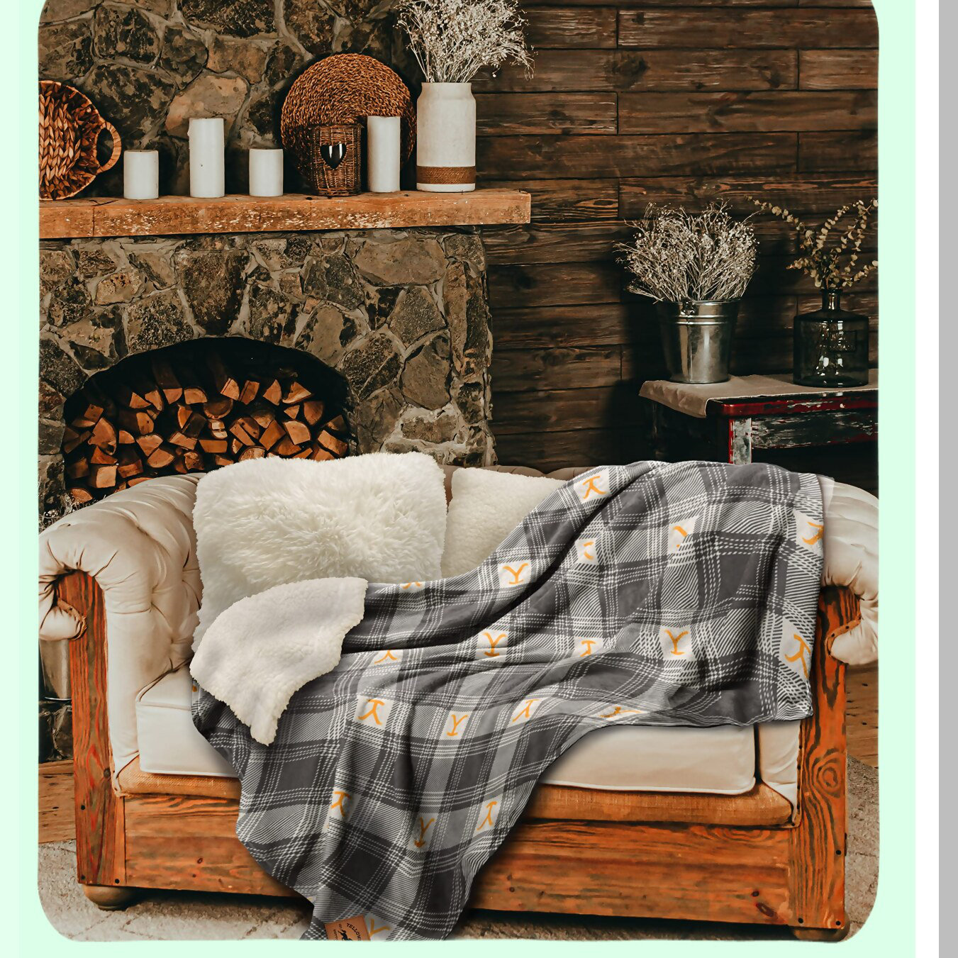 BRBCA Yellowstone CozyTouch Sherpa Blanket with Storage Strap, 60" x 70 ...