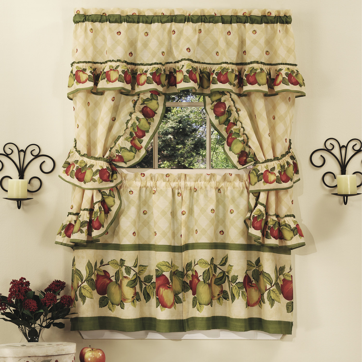 Achim Importing Co Apple Orchard Cottage Valance and Tier Set & Reviews ...