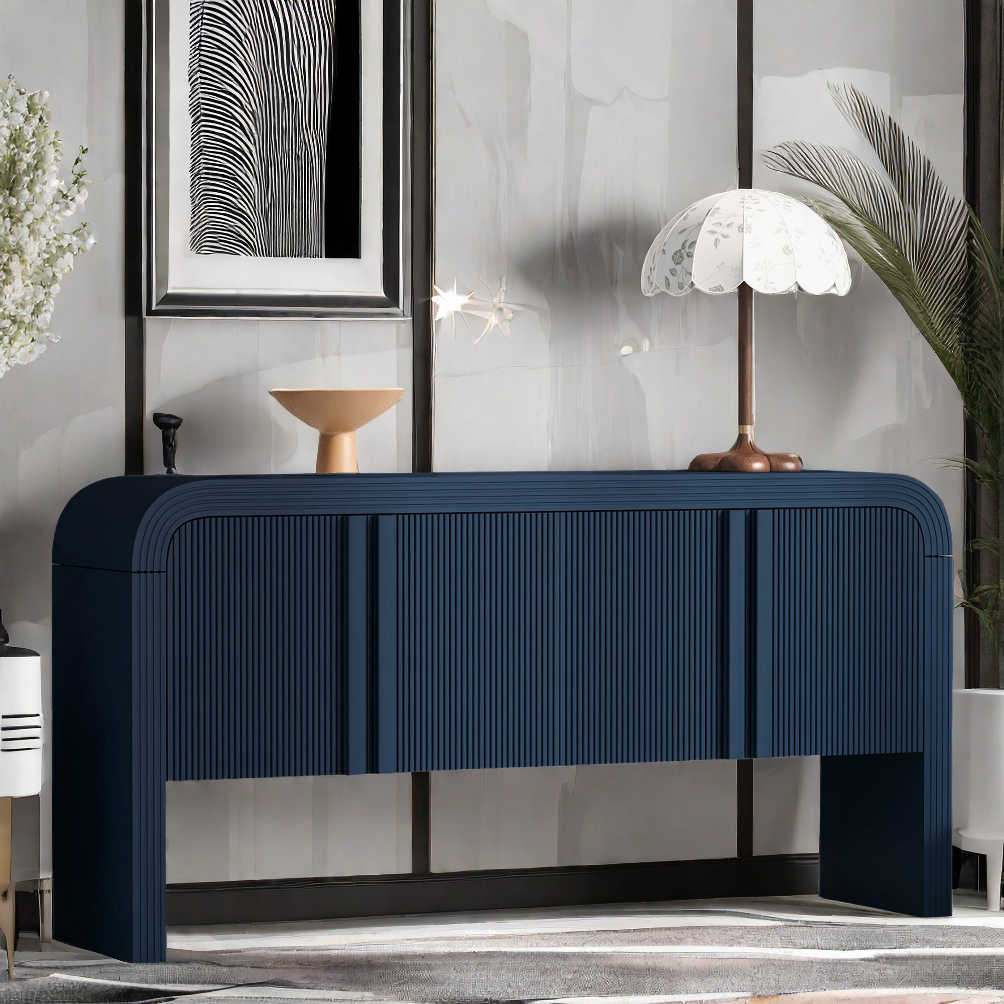 Wrought Studio™ Himanshi 63'' Wide Striped Sideboard with 4 Doors ...