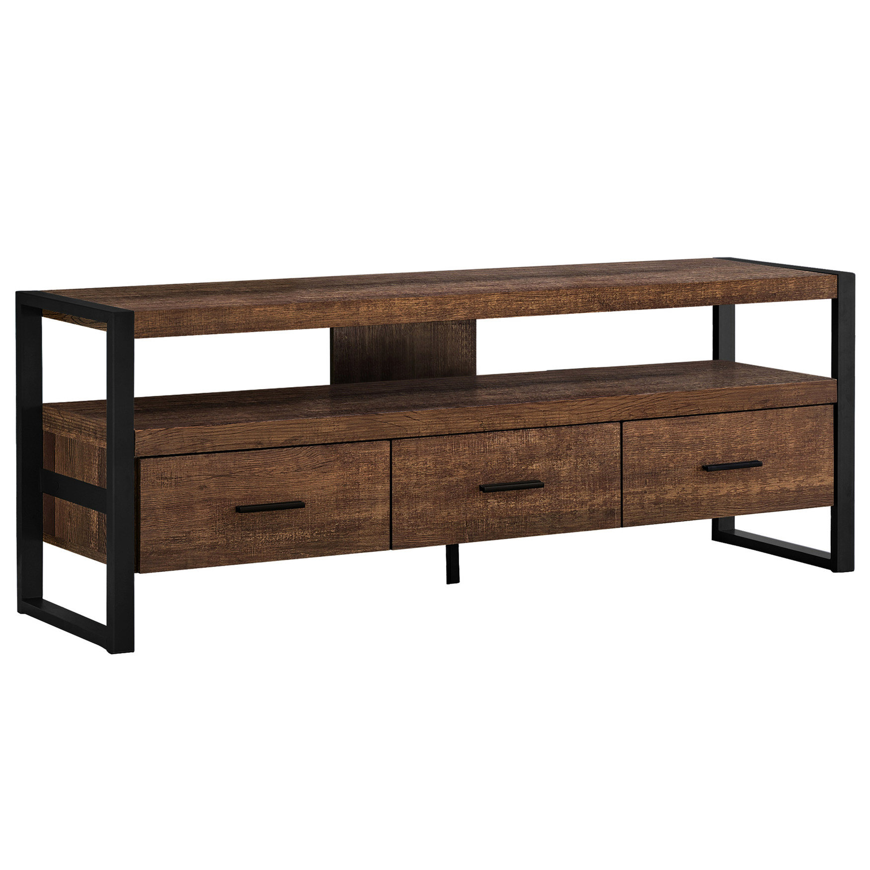 Ophelia & Co. 60 Inch Tv Stand, Brown Laminate & Black Metal Media ...