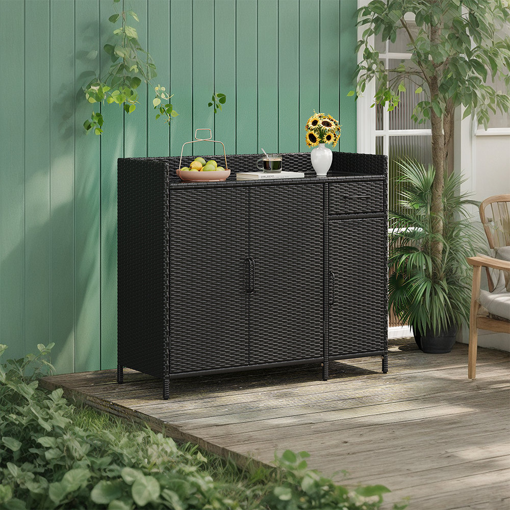 Latitude Run® 47.5 "W All Weather Rattan Outdoor Storage Cabinet With ...