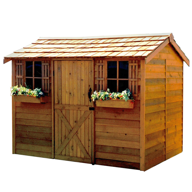 Cedarshed Cabana 12 ft. W x 8 ft. D Western Red Cedar Wood Storage Shed ...