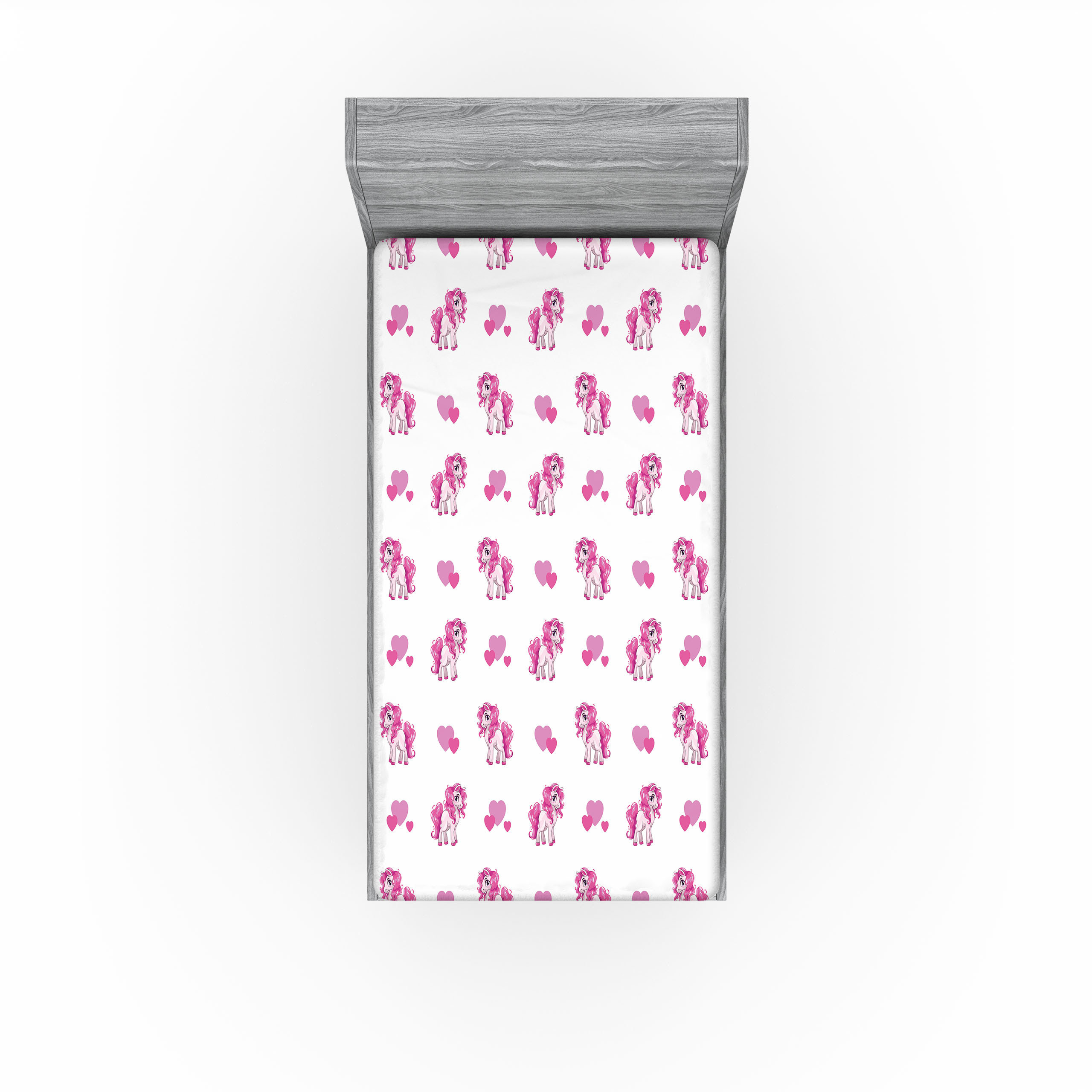 Ambesonne Love Fitted Sheet 2-Pack Blushy Hearts Pony Pattern Hot Pink ...