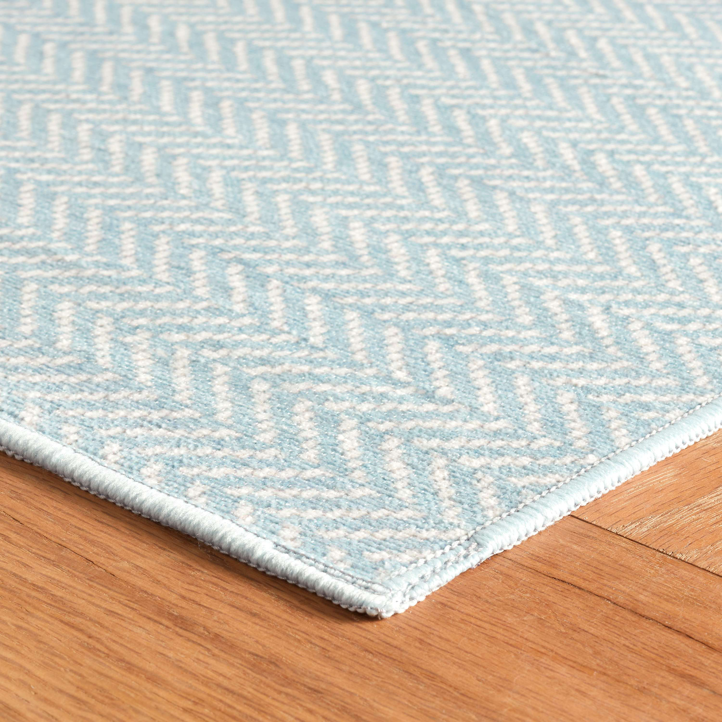Dash and Albert Rugs Herringbone Swedish Blue Machine Washable Rug ...