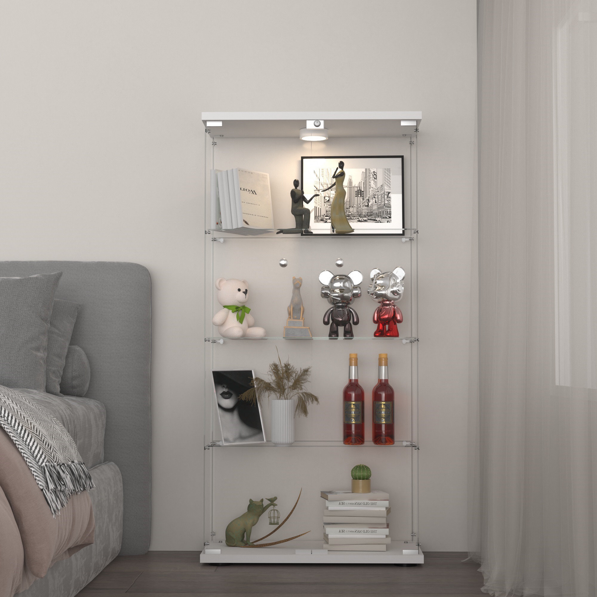 Wrought Studio™ Dedorah Glass Display Cabinet, Curio Storage Cabinet ...