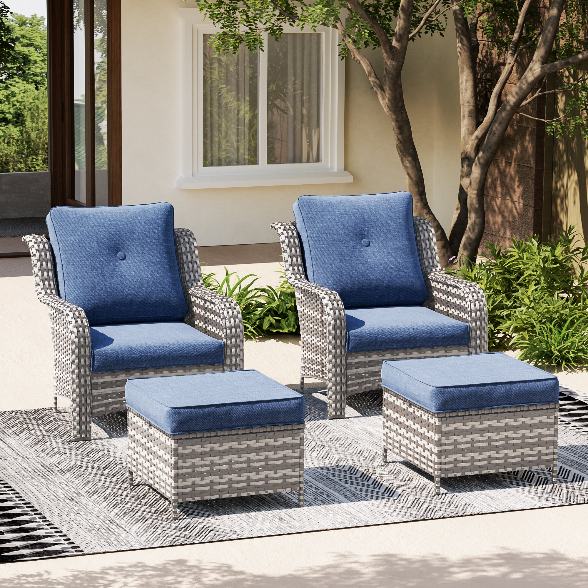 Lark Manor™ Ashar 4 Piece Rattan Seating Group with Cushions & Reviews ...