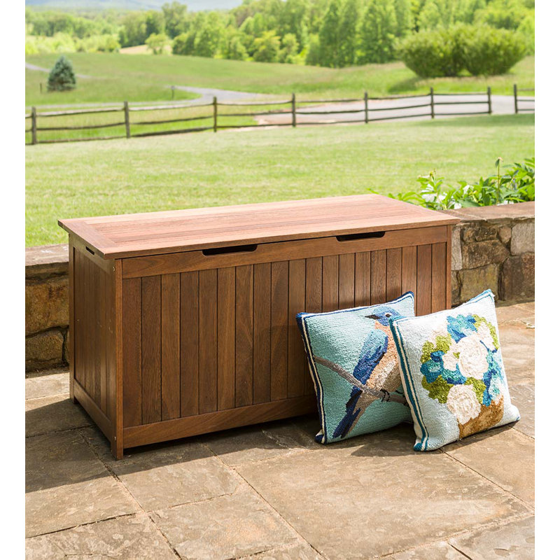 Evergreen Enterprises, Inc Eucalyptus Wood Outdoor Deck Storage Box ...