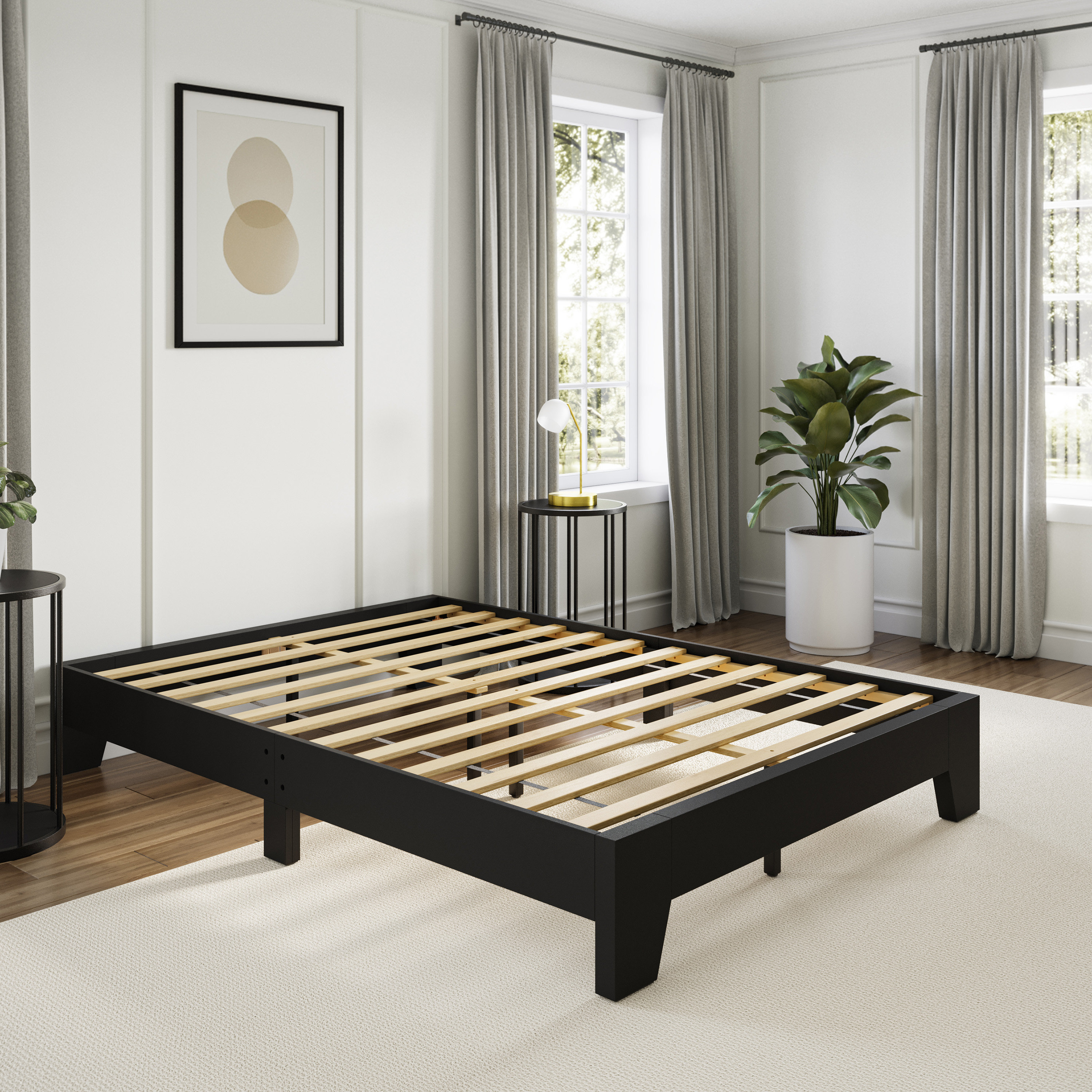 Boyd Sleep Lugano Platform Bed Frame - Modern Minimalist Design, Solid ...