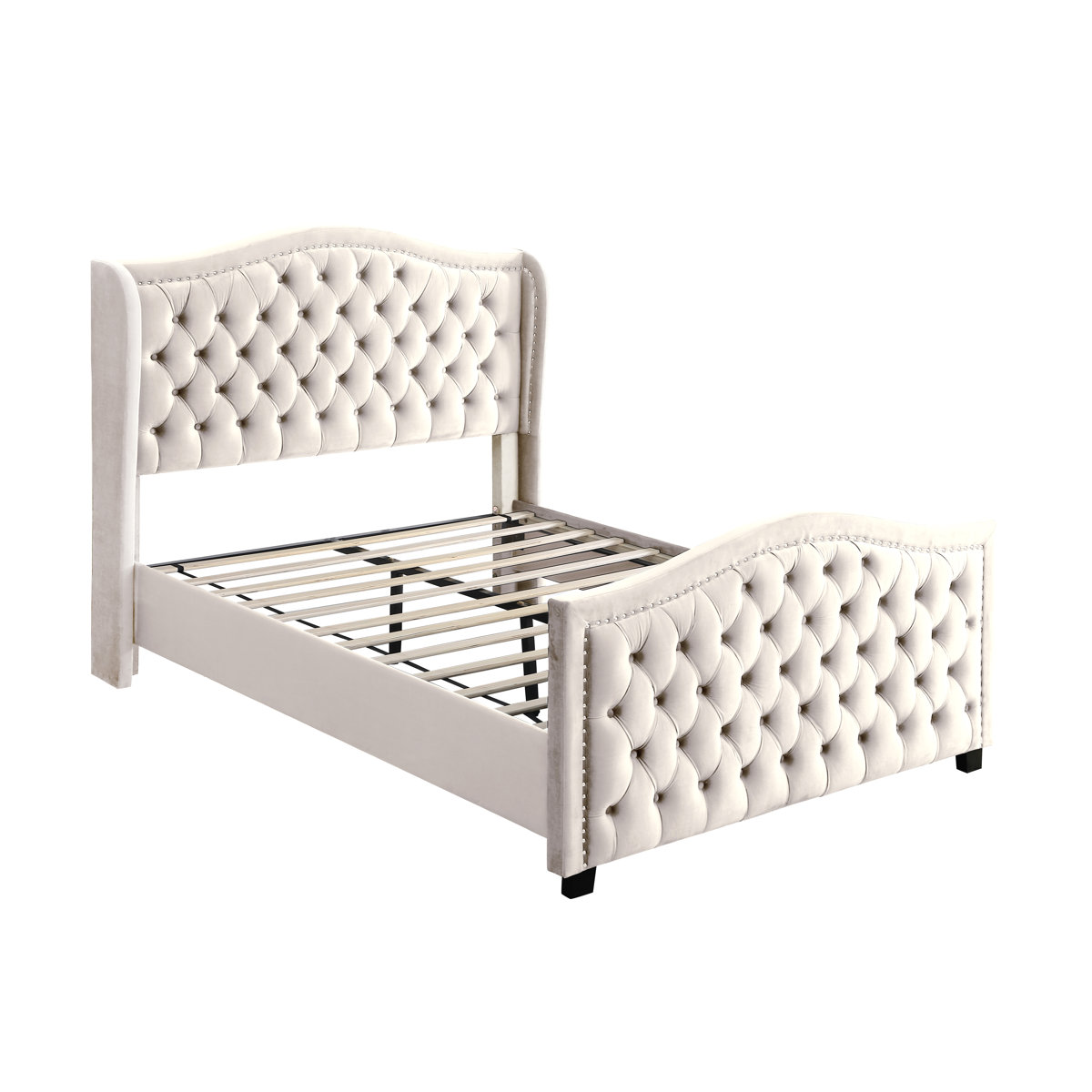 Red Barrel Studio® Velvet Tufted Upholstered Wingback Platform BedFrame ...
