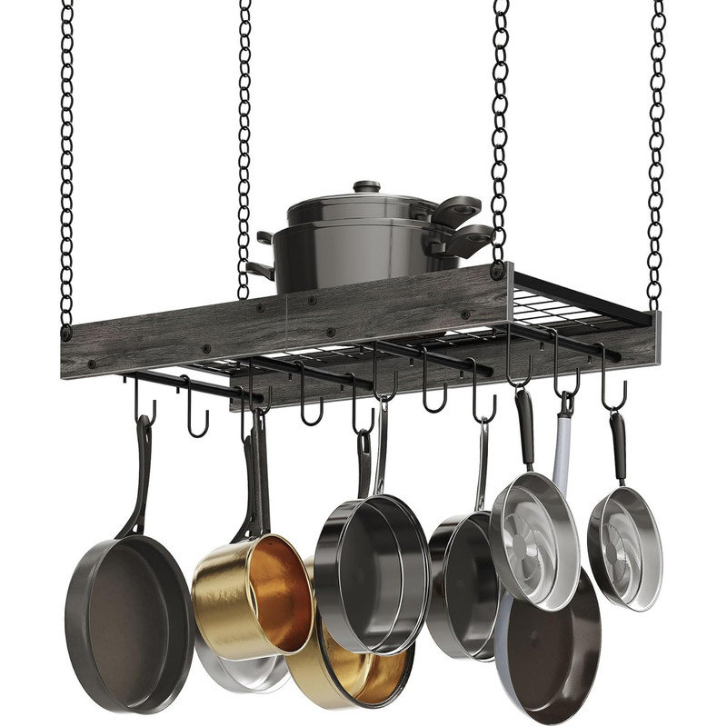 Prep & Savour Vintage Pot Hangers for Kitchen, Ceiling Mounted Pot Rack ...