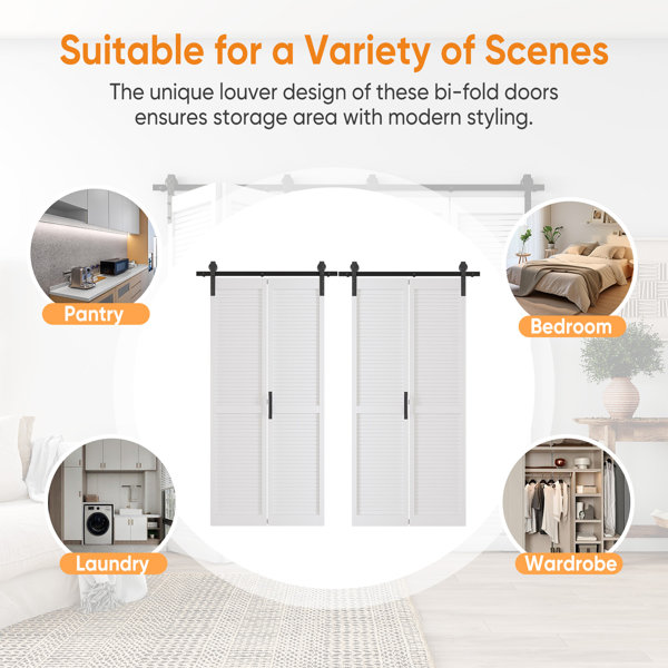 CHIC MODE Louver Bi-fold Barn Door Finished Interior Doors Slab with ...