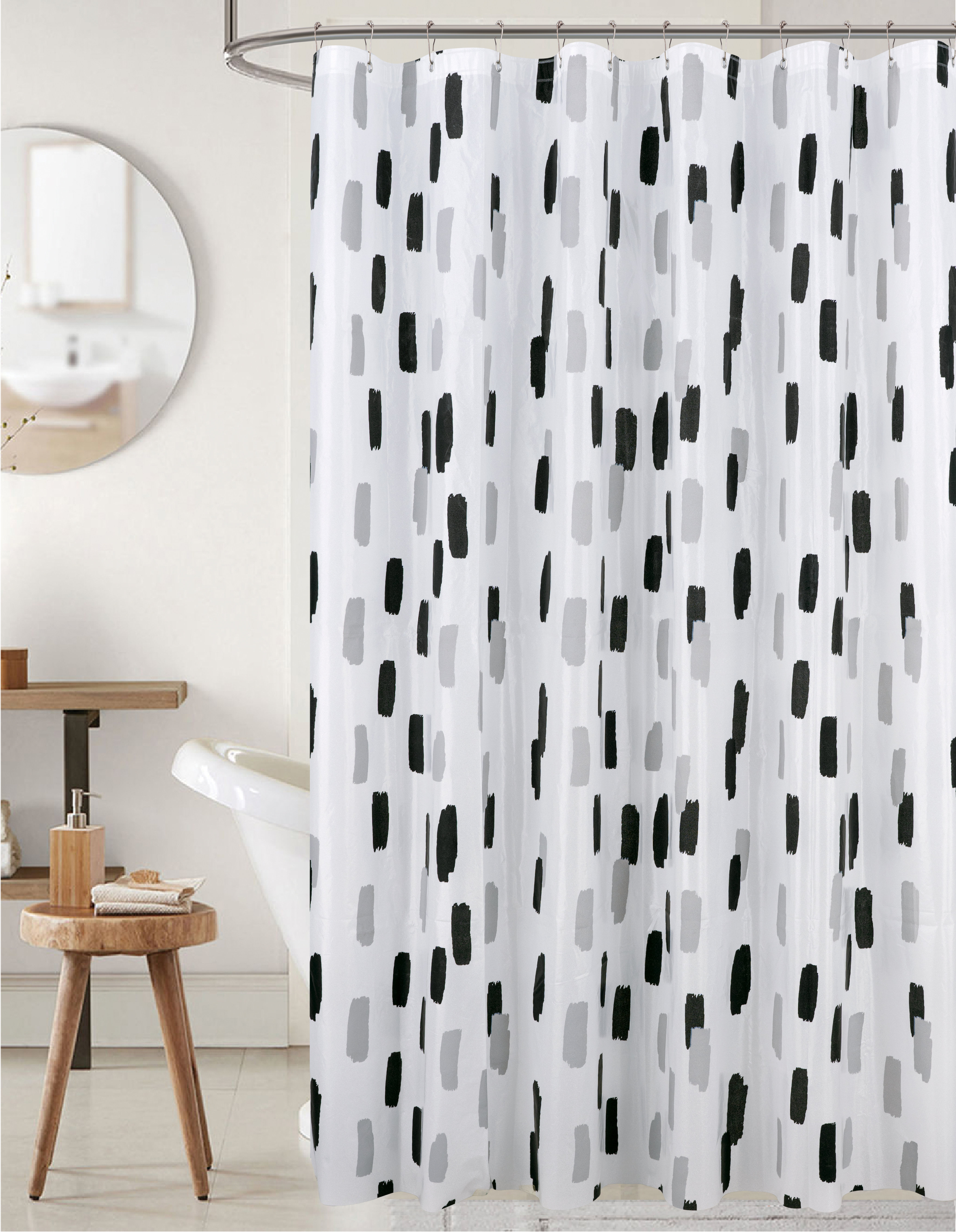 Ebern Designs Brush Stroke Peva Waterproof Shower Curtain | Wayfair
