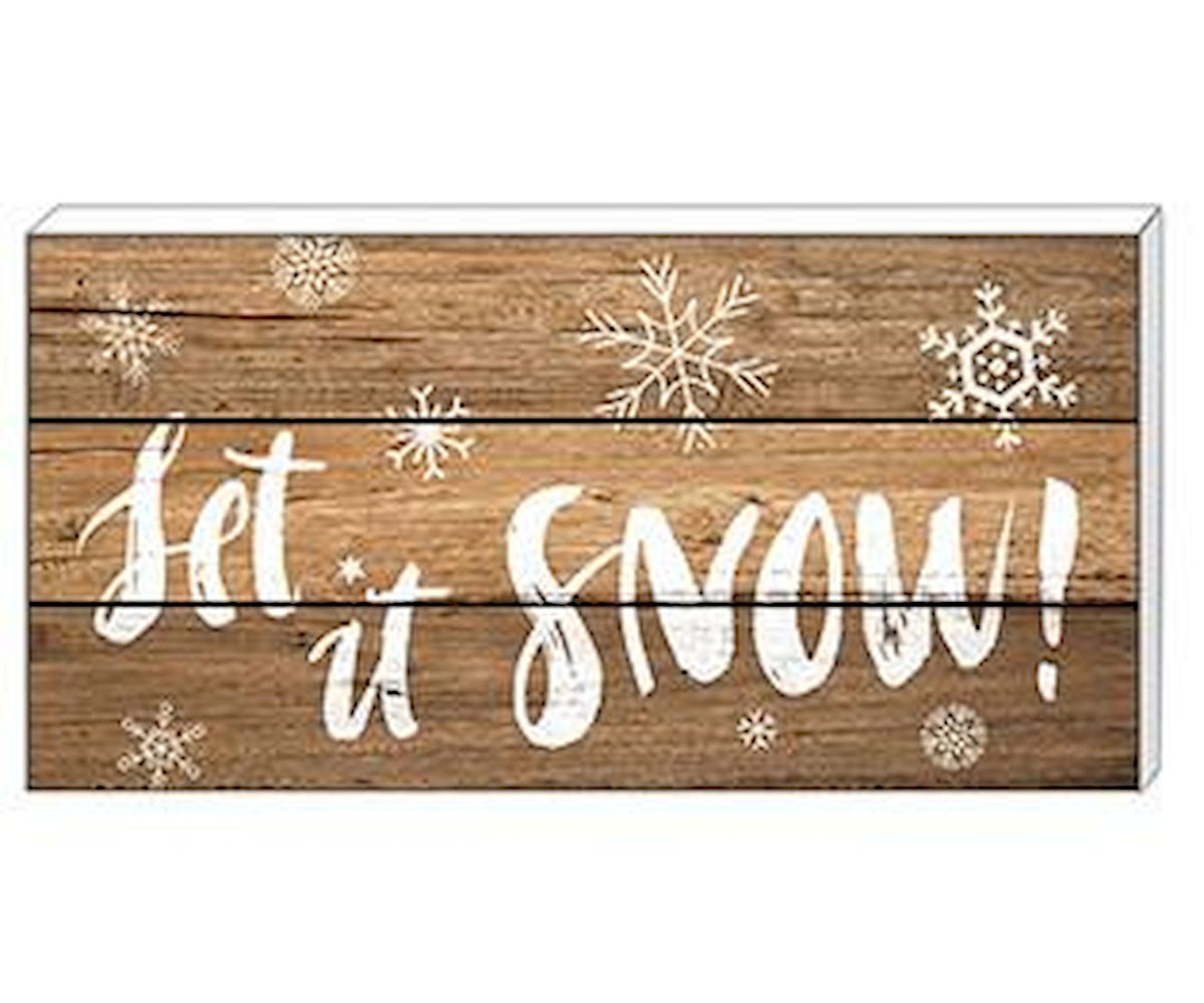 The Holiday Aisle® Let It Snow Vintage Block Sign Decorative Accent ...