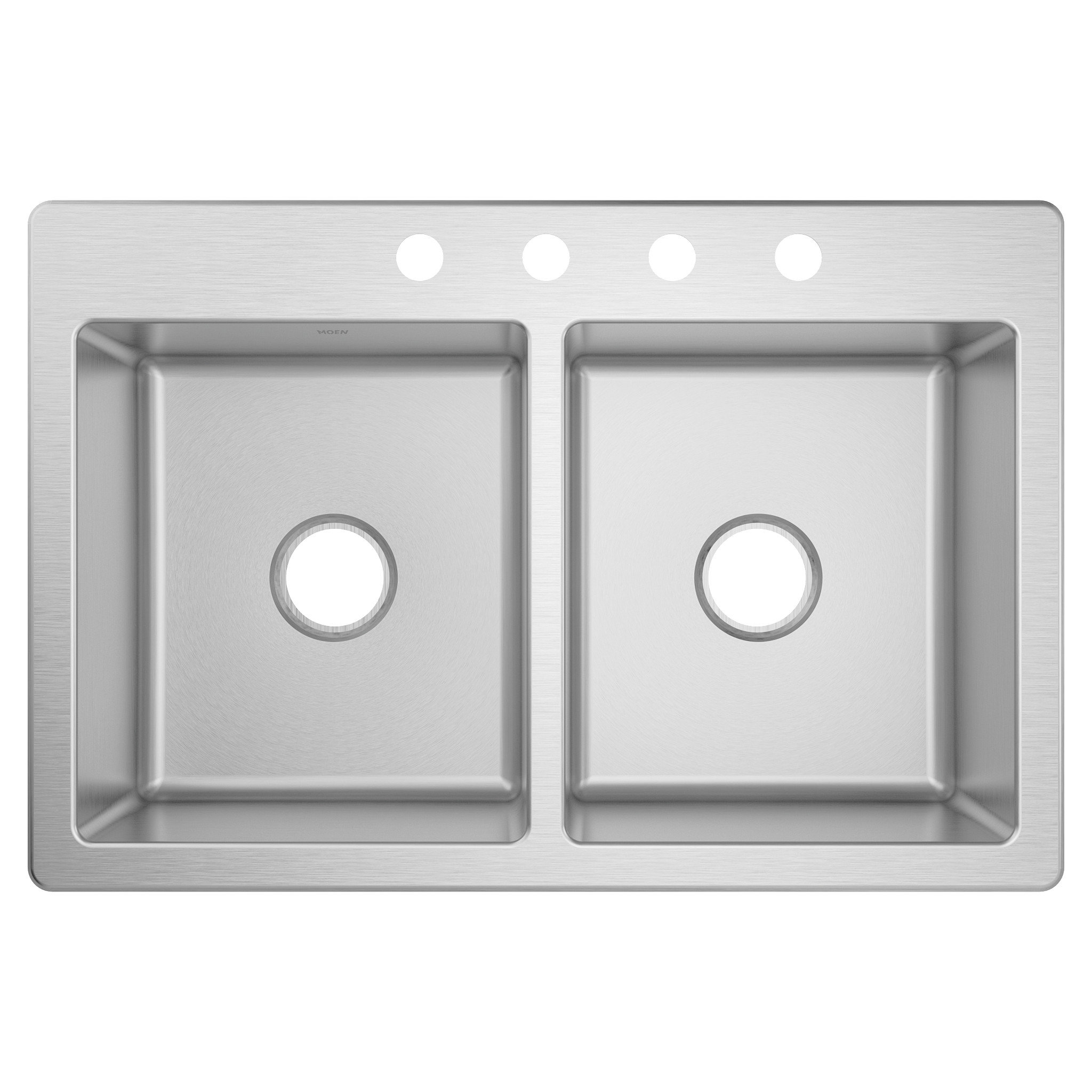 Moen Prep 2000 Series Stainless Steel Drop-In 33" x 22" 4-Hole Double ...