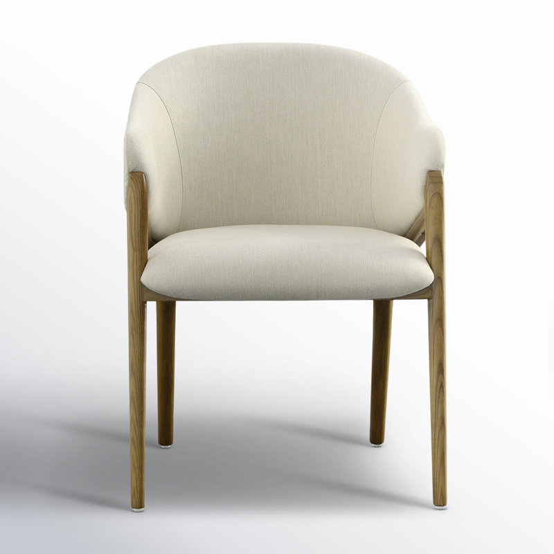 AllModern Coffey Solid Back Arm Chair in Walnut/Cream & Reviews | Wayfair