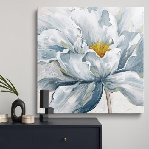 Winston Porter Hand Painted Modern Blue And White Floral Graphic Art ...