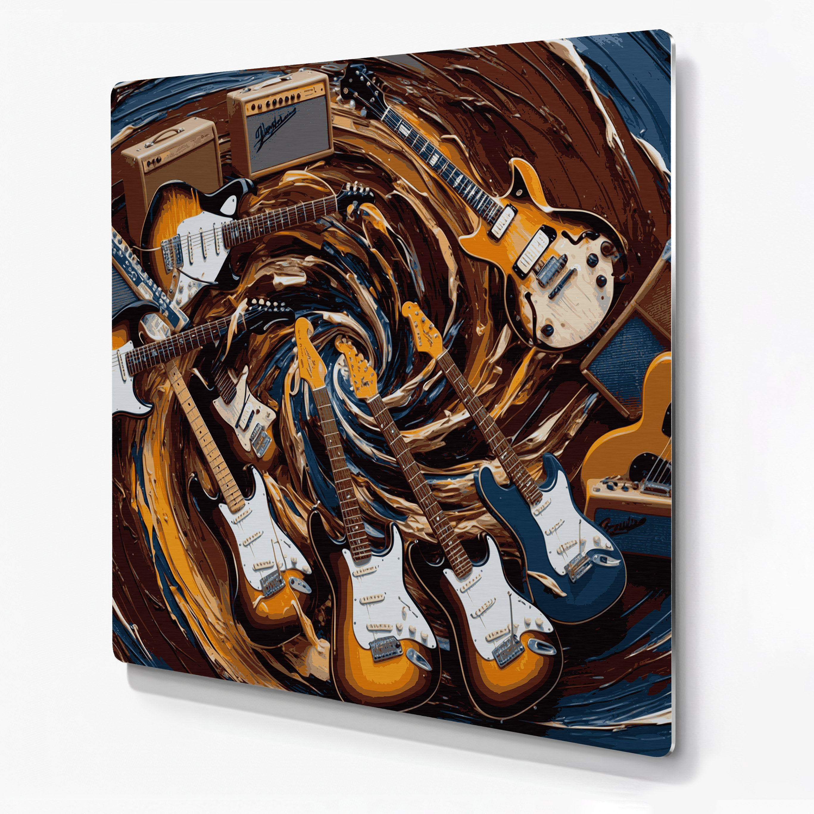 Orren Ellis Music Electric Guitar and Amplifiers Black Metal Wall Art ...