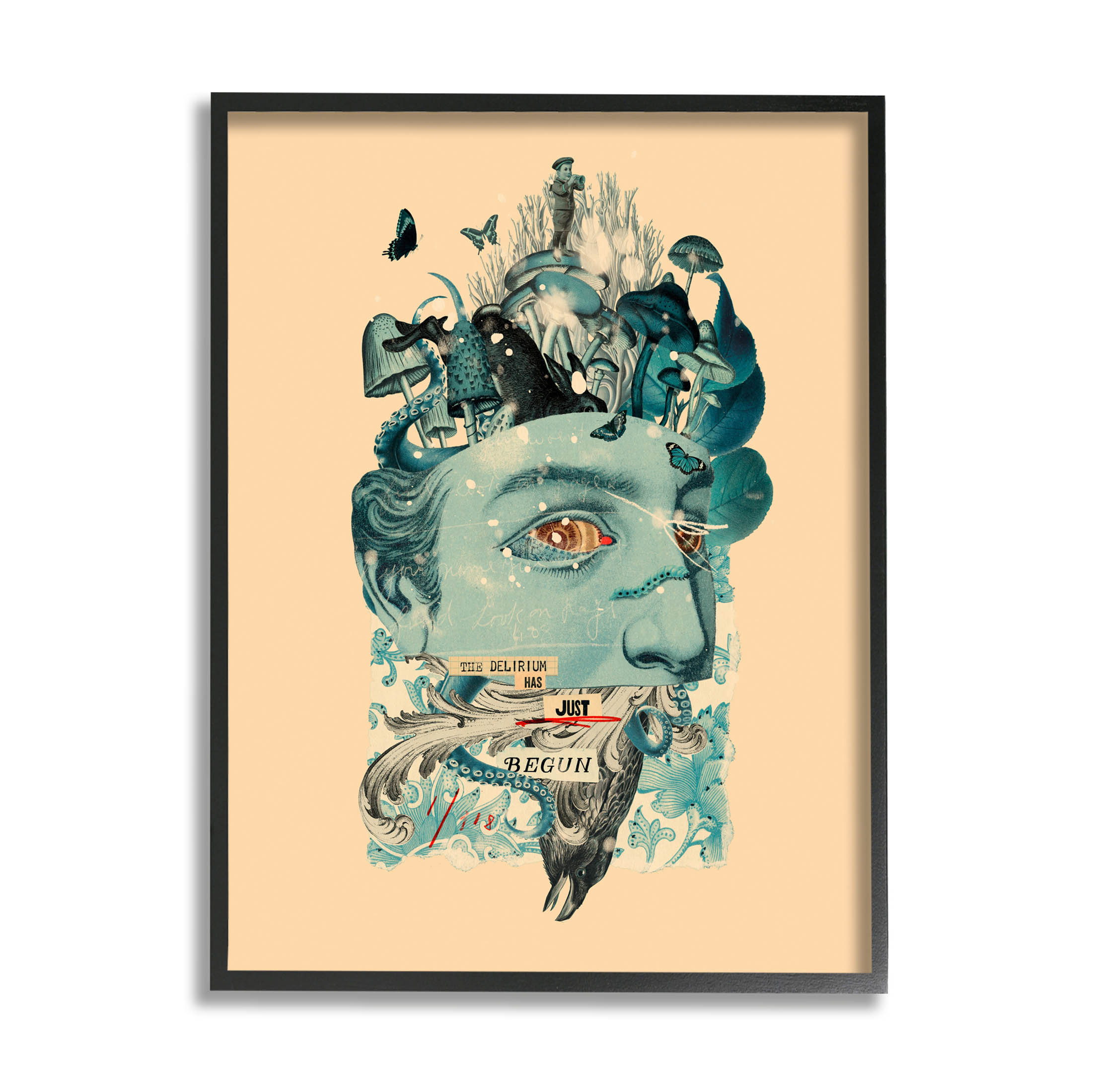 Stupell Industries Botanical Mushroom Man Surreal Collage Giclee ...