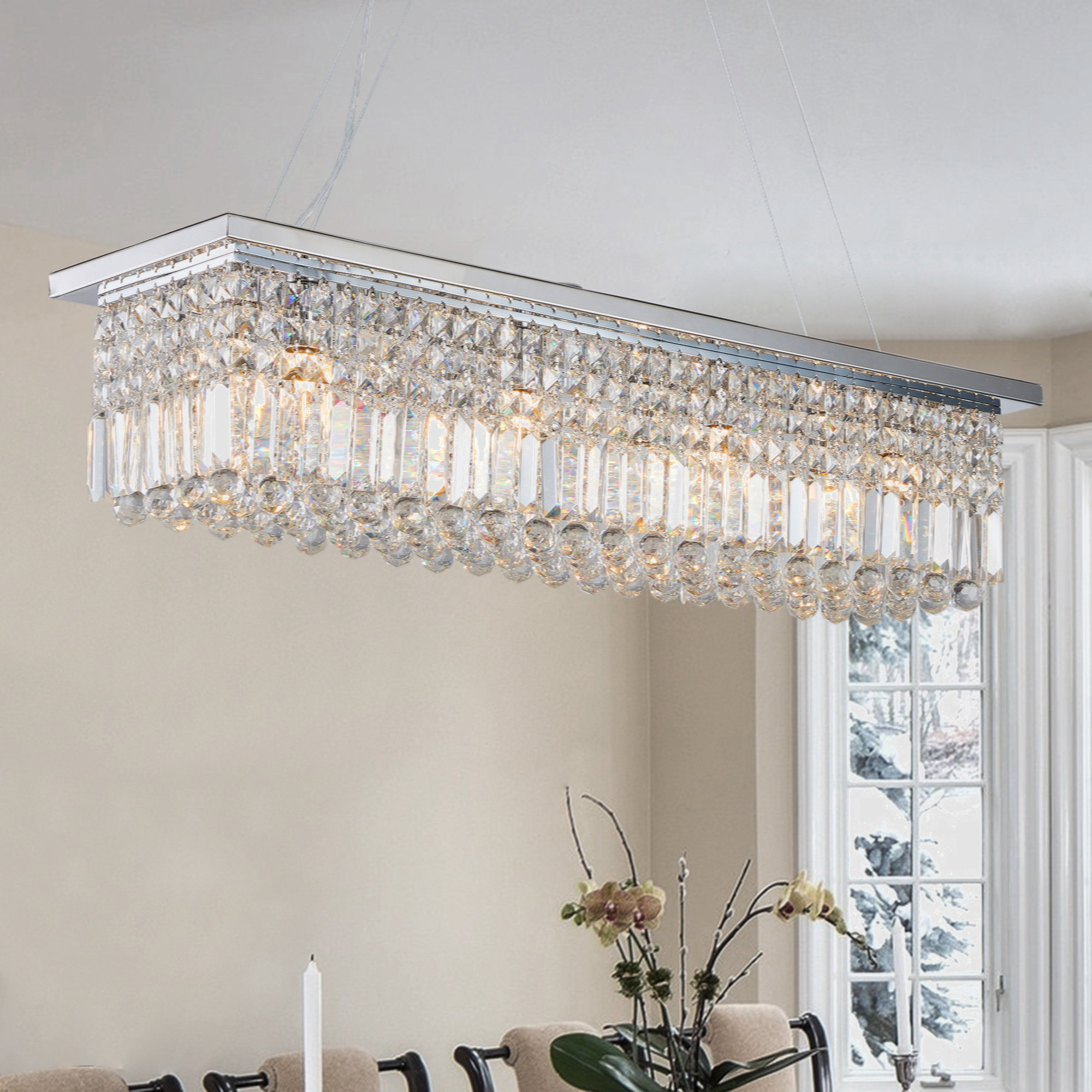 Go Peak Track Modern Crystal Chandelier For Dining Room 8-Light ...