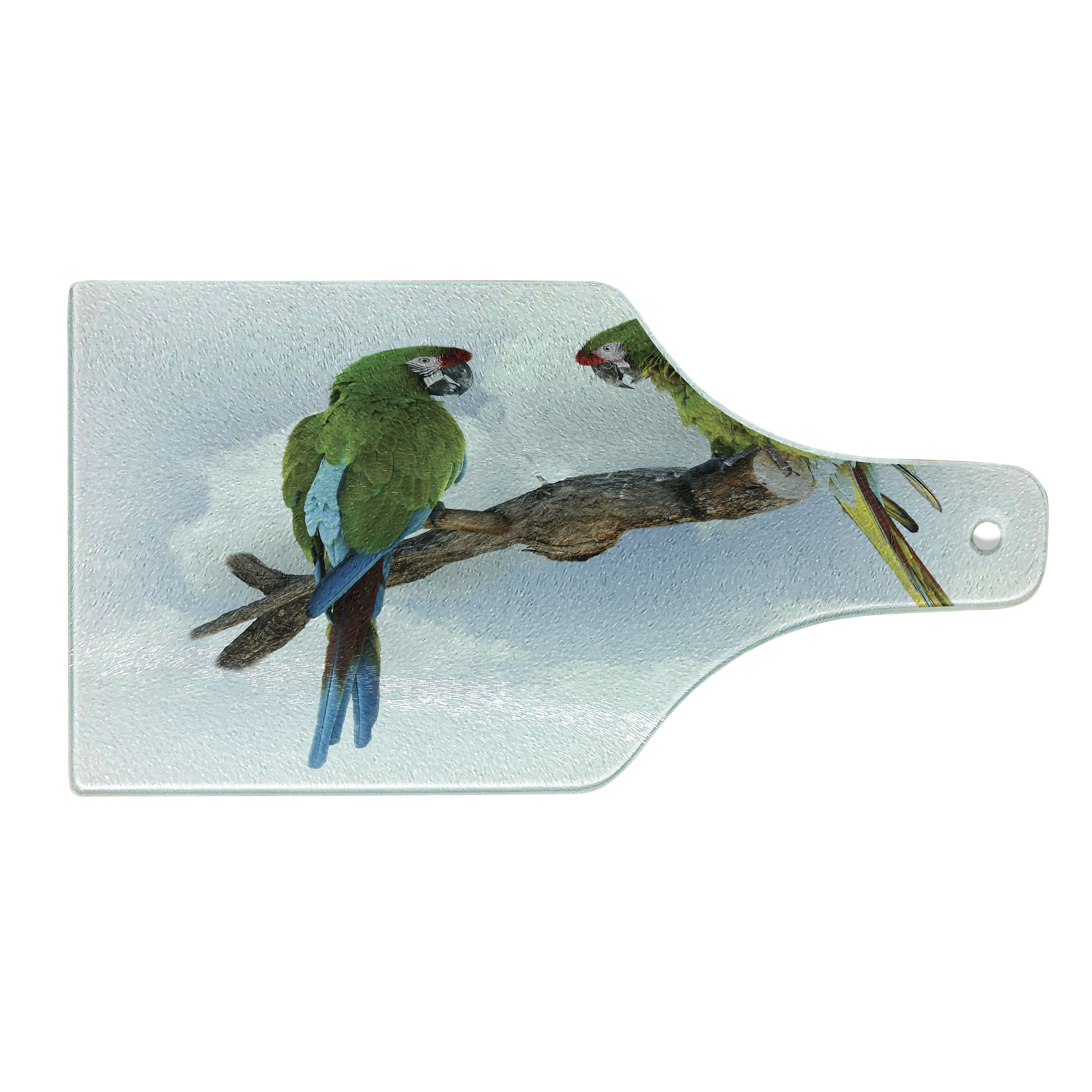 Ambesonne Tropical Tempered Glass Cutting Board 2 Parrot Macaw Bird ...