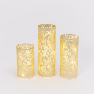 The Holiday Aisle® Illuminated Champagne Colored Glass Luminary Set Of ...