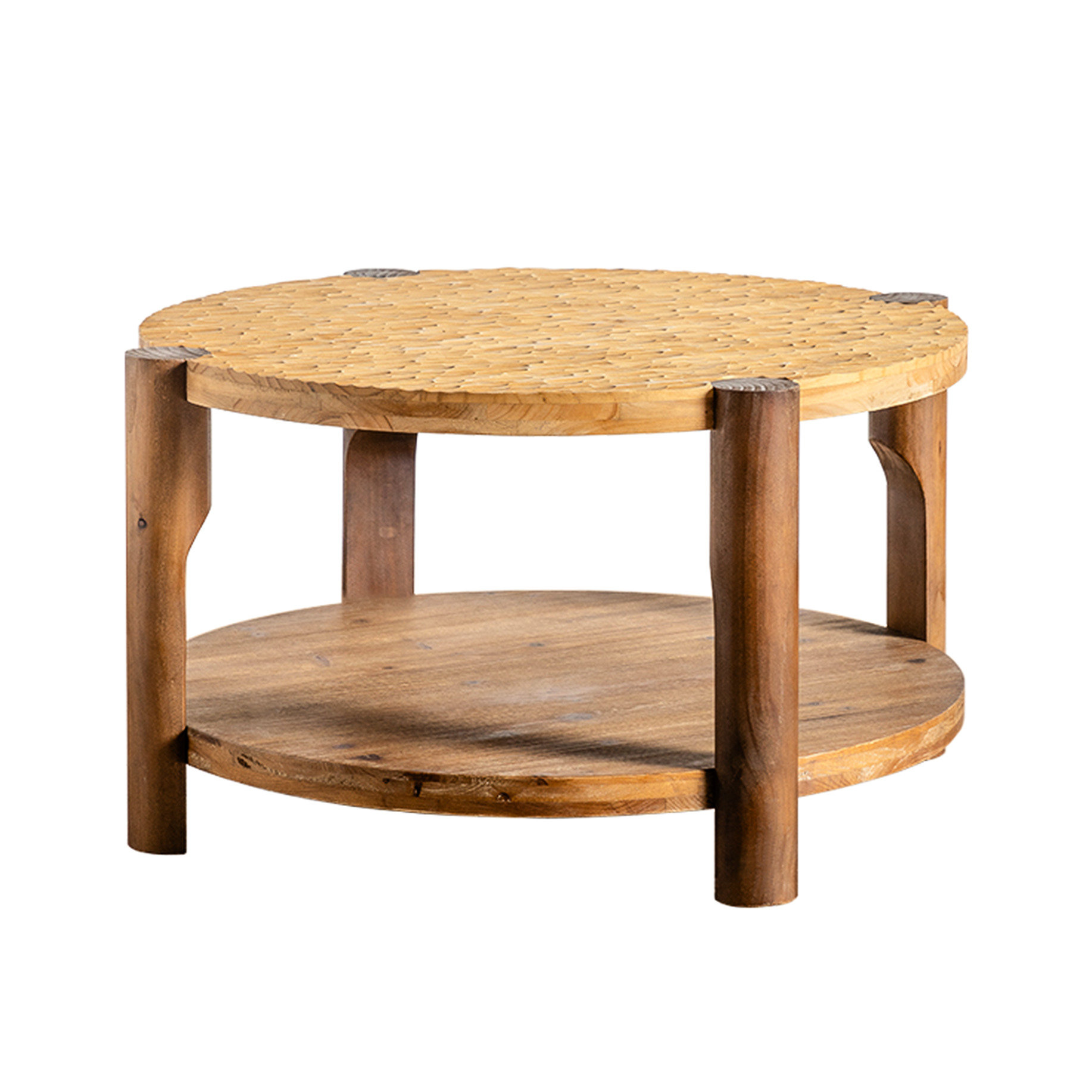 George Oliver Mid Century Modern Round Coffee Table With Solid Wood ...
