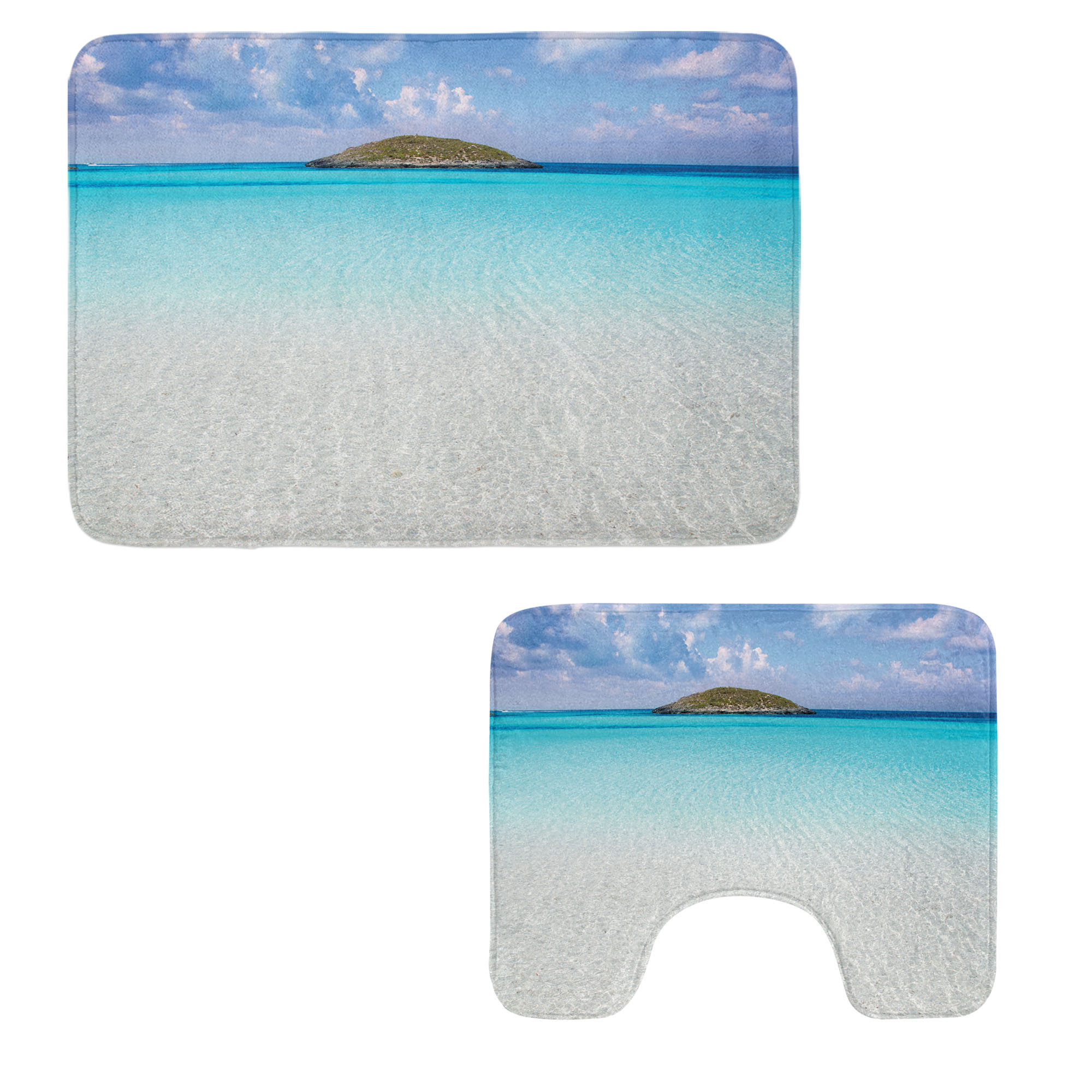 East Urban Home Beach Bathroom Rug Set 2 Pieces Rectangle & Contour ...
