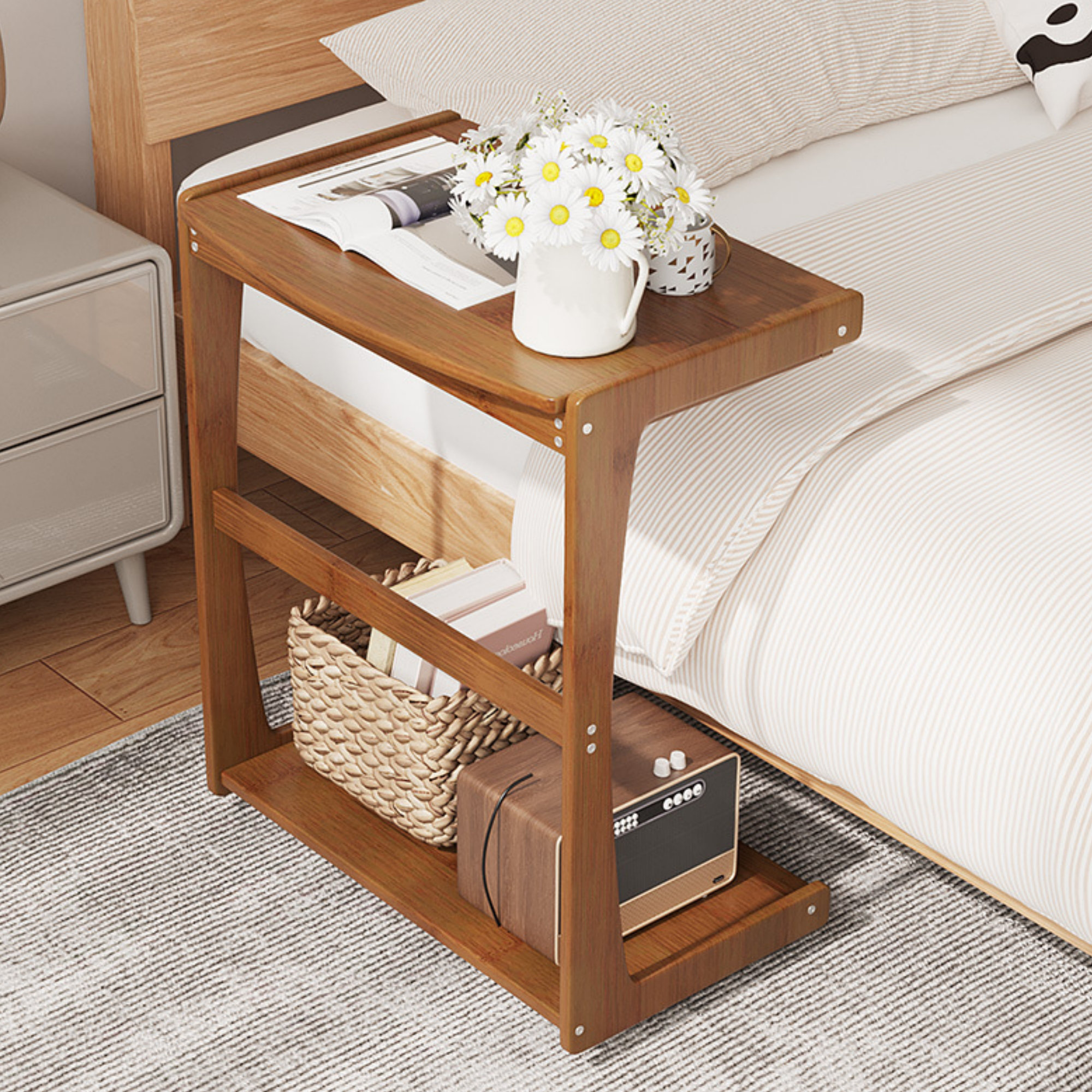 House of Hampton® Kamiya Wood adjustable Angle C-shaped End Table | Wayfair