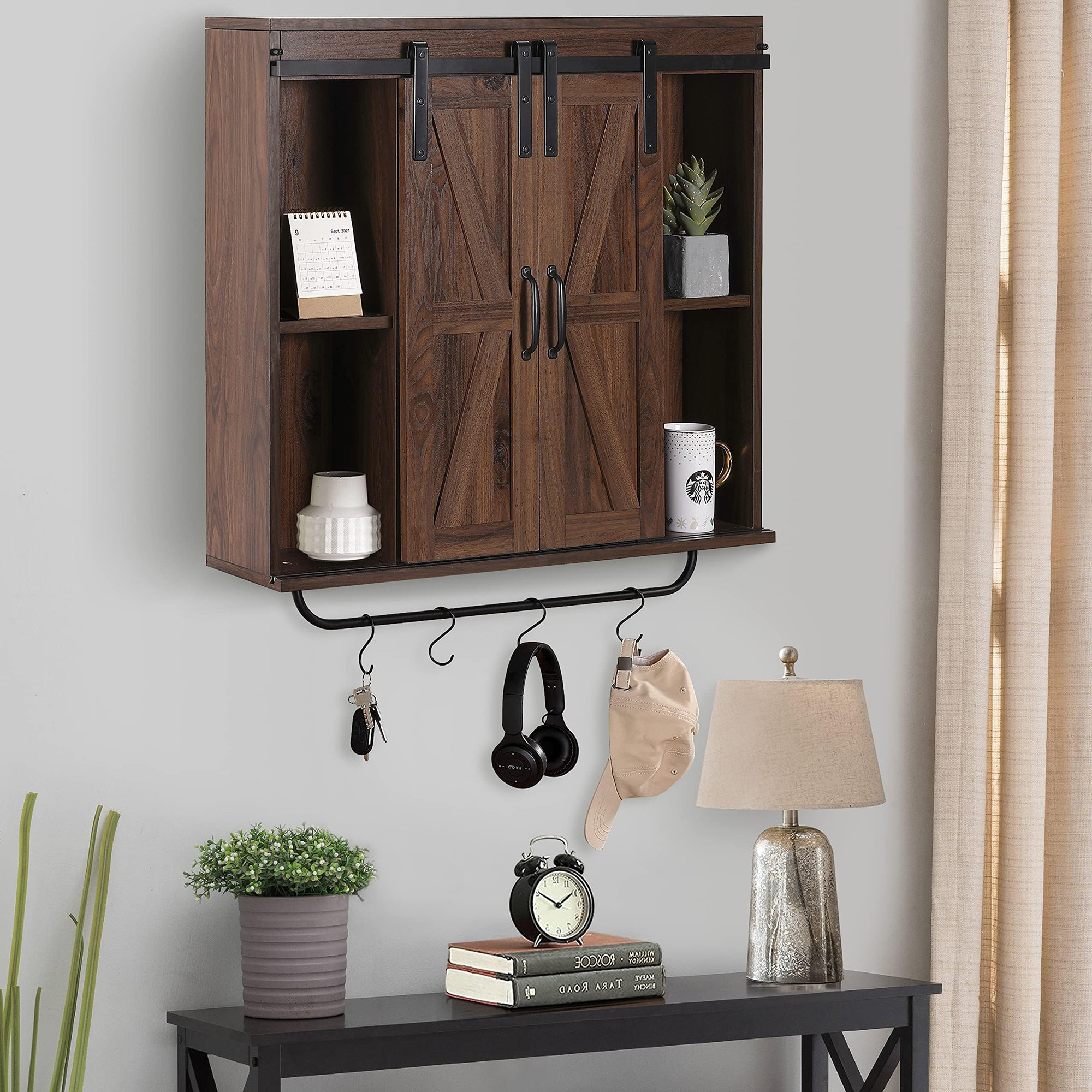 Gracie Oaks Rustic Wood Wall Storage Cabinet | Wayfair