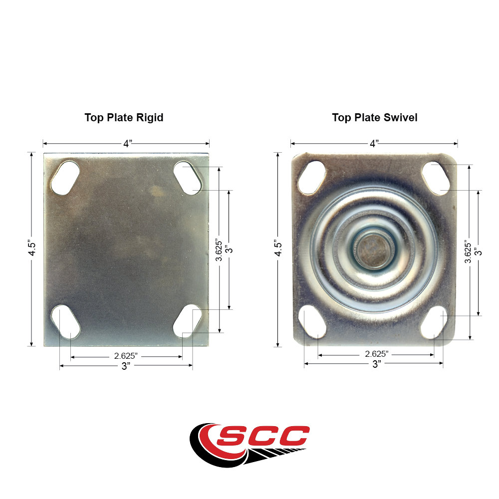 Service Caster 4 Inch SS Thermoplastic Caster Set with Ball Bearing 2 ...