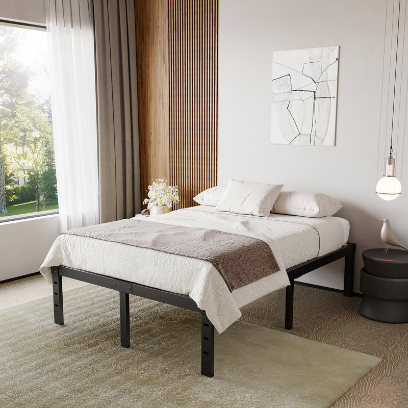 Alwyn Home Marple 16 Inch Metal Platform Bed Frame with Wood Slat ...