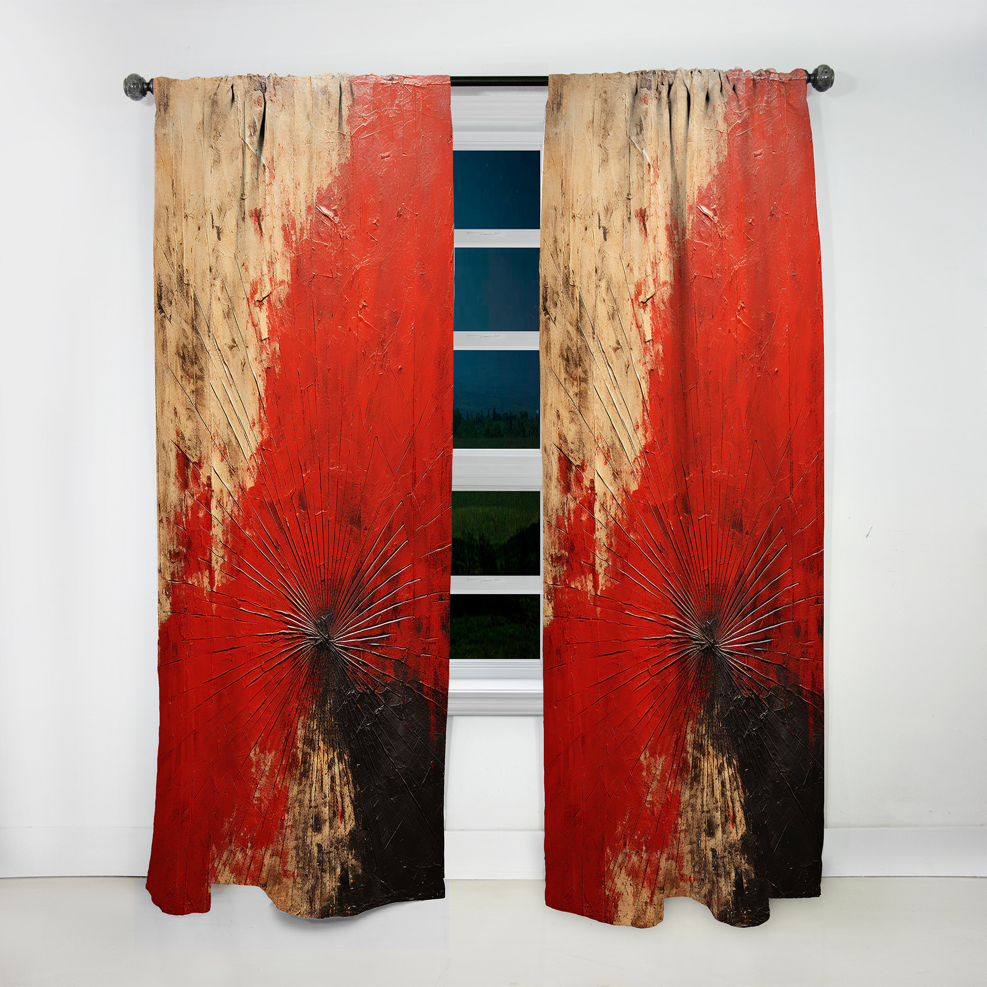 East Urban Home Dunkle Red Ruby Rays - Modern Velvet Curtain - Room ...