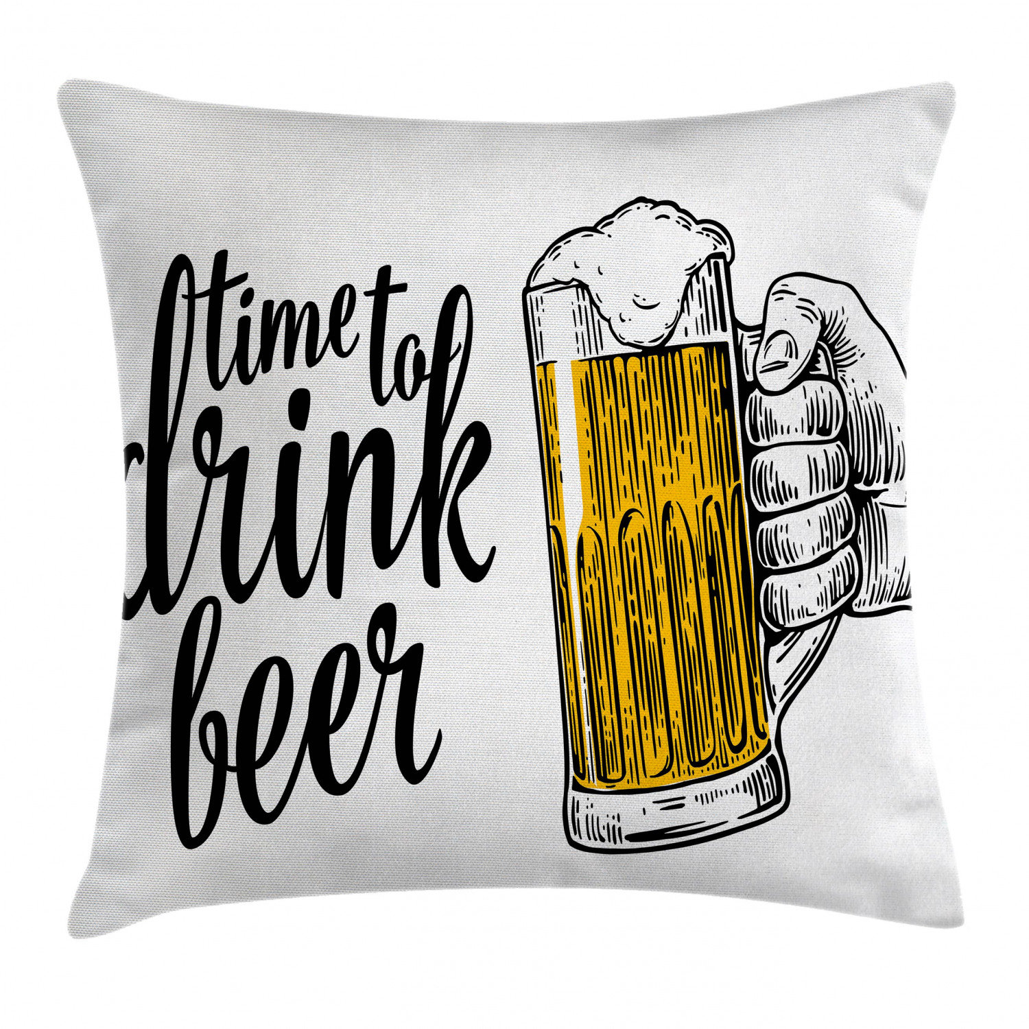 Ambesonne Time To Drink Beer Indoor/Outdoor 40" Throw Pillow Cover ...