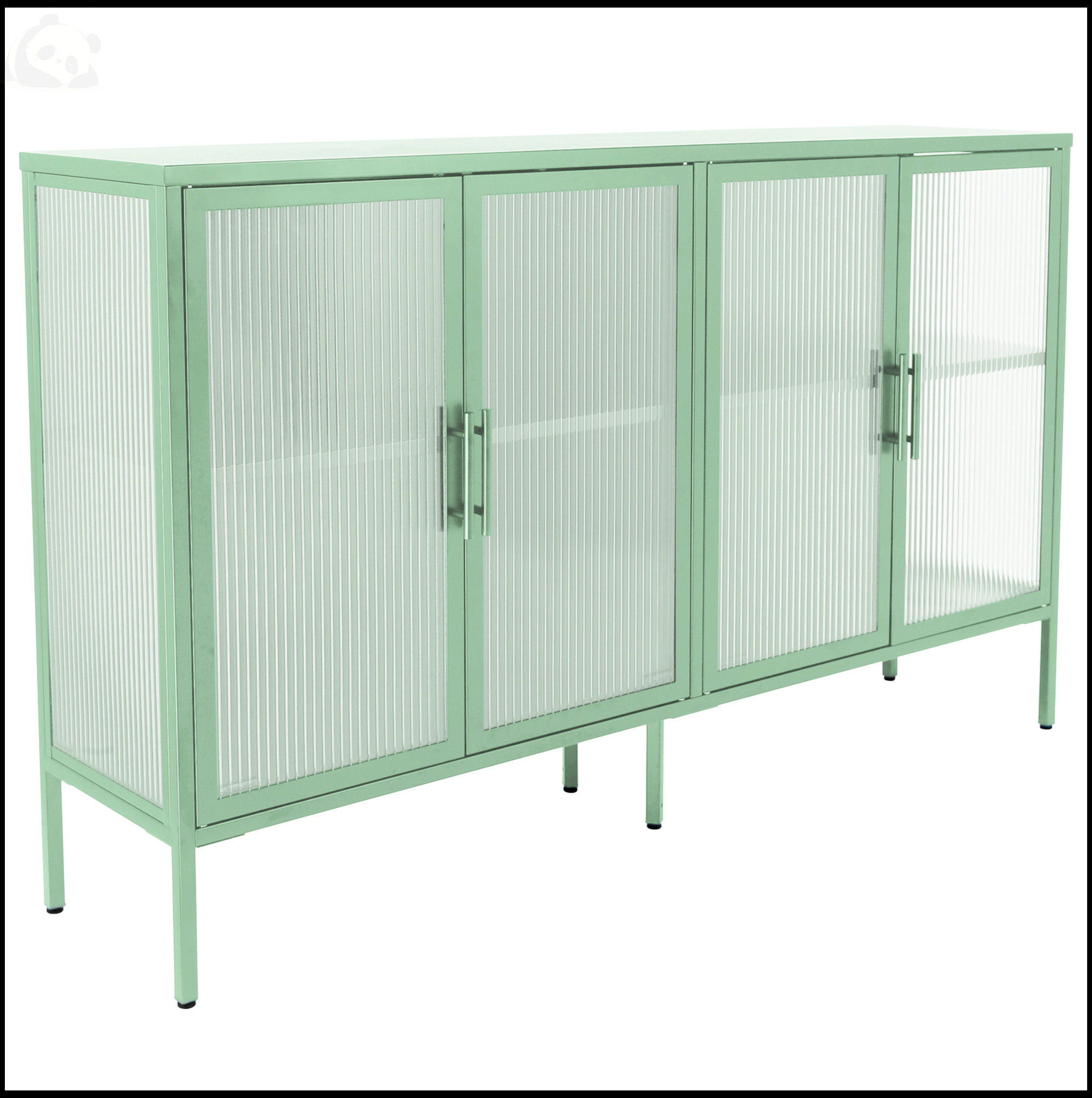 Latitude Run® Stylish 4-Door Tempered Glass Cabinet With 4 Glass Doors ...