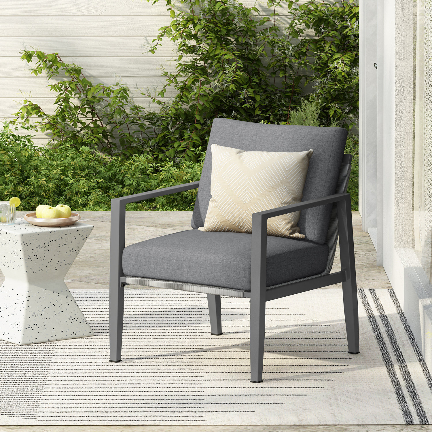 Gracie Oaks Aluminum frame chair with soft cushion | Wayfair