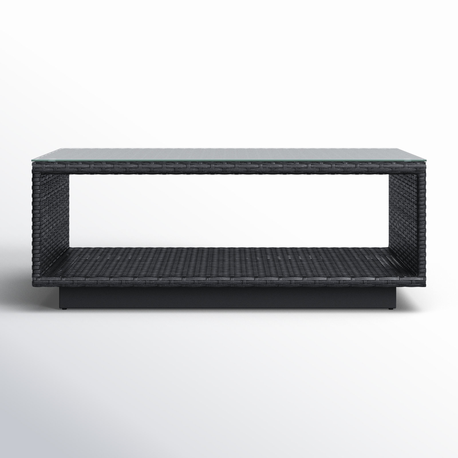 Joss & Main Aceline Wicker Outdoor Coffee Table with Glass Top and ...