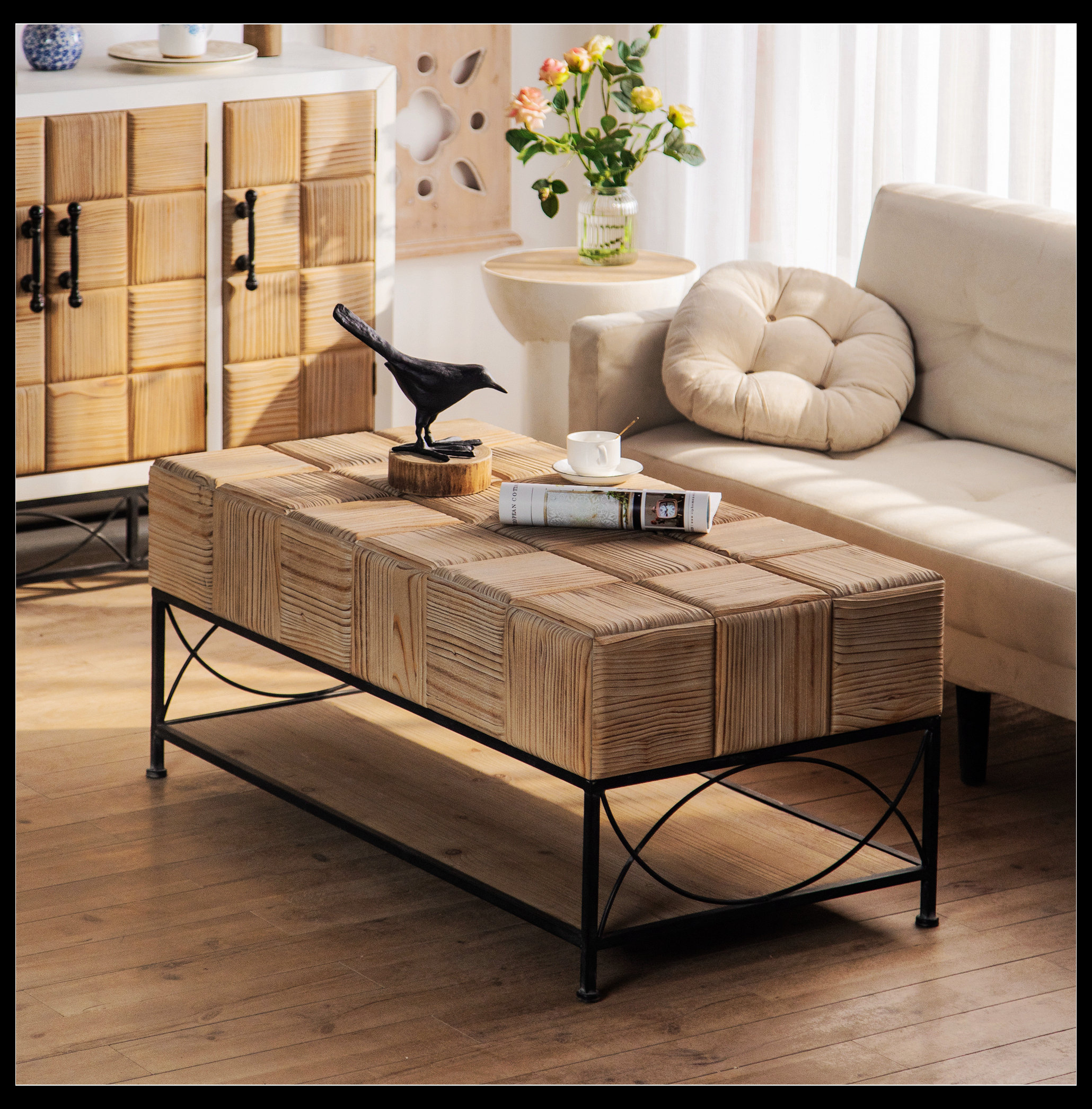 Loon Peak Zylyn Coffee Table, Rectangle Coffee Table With A Bottom ...