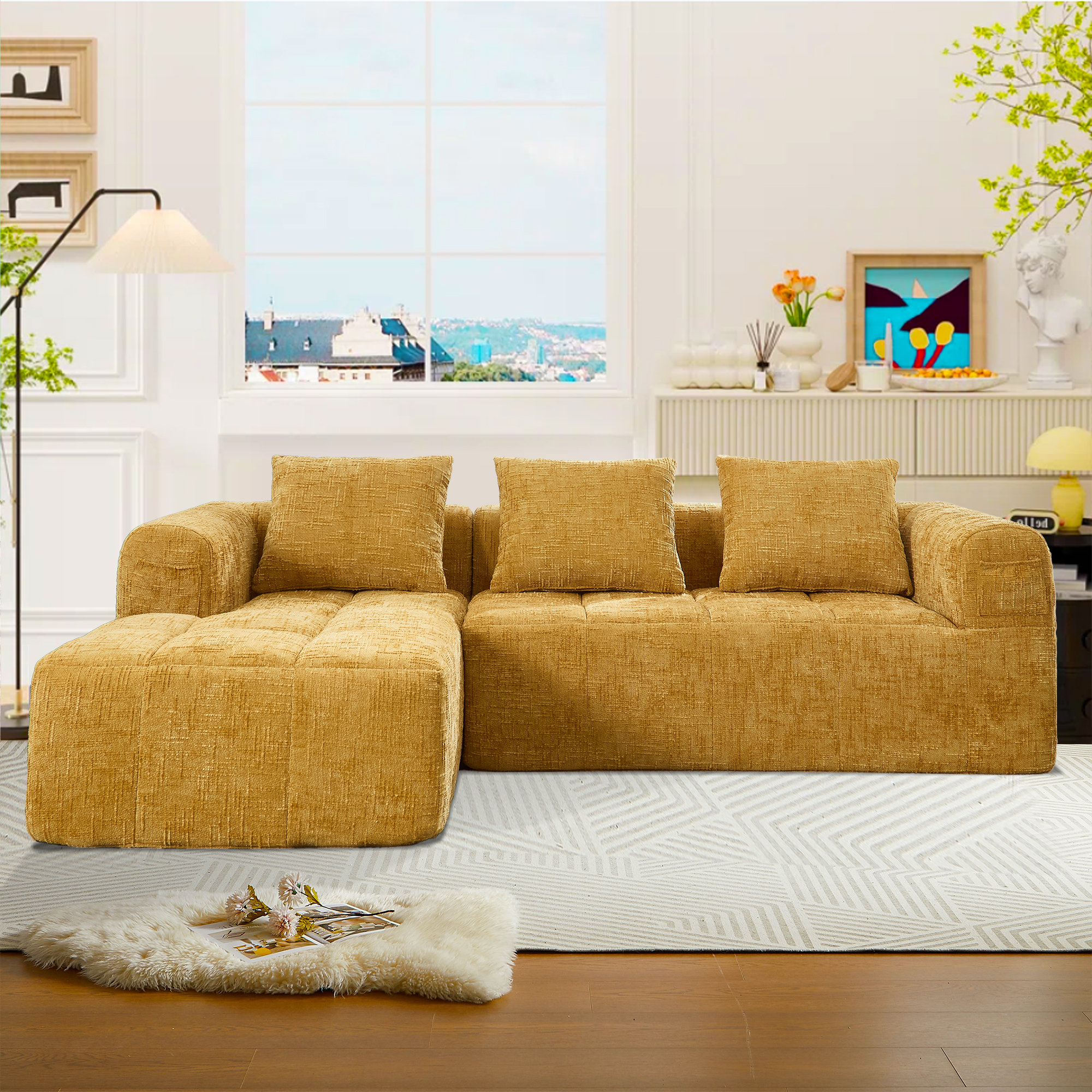 Latitude Run® Kaneki 98.42"W 2 Piece Chenille Modular LAF Sectional ...