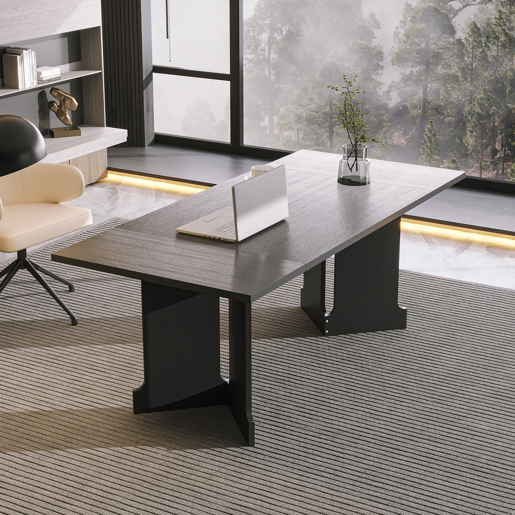 Latitude Run® 78.7 '' W Black Computer Desk Office Desk - Wayfair Canada
