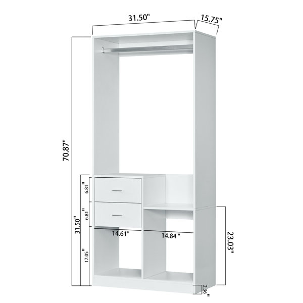 Hokku Designs White Manufactured Wood Walk in Wardrobe Armoire Closet ...