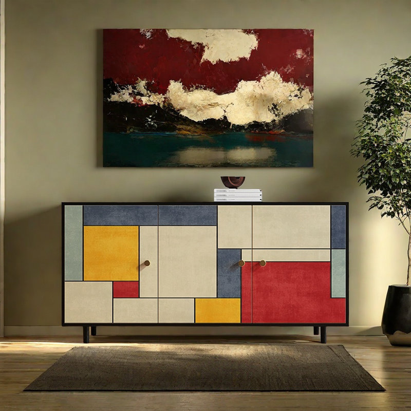 Atta Avenue French Abstract Art Accent Cabinet | Wayfair