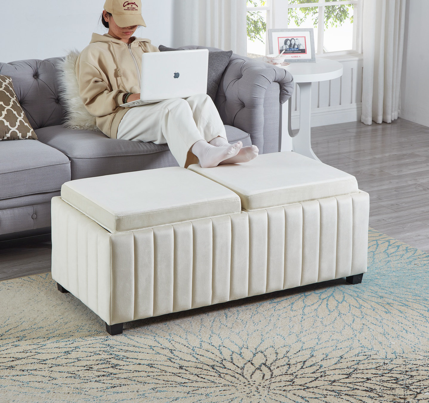 Latitude Run® Contemporary Storage Ottoman Bench, Storage Bench With ...